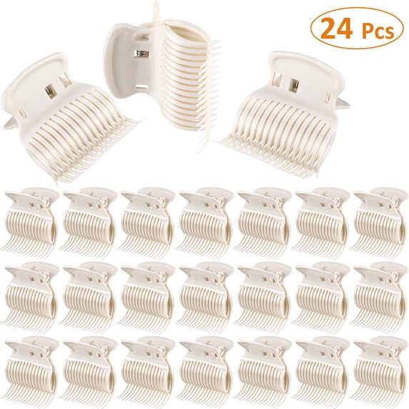 Crazyview 24 Pieces Hot Roller Clips Plastic Hair Curler Claw Clips ...