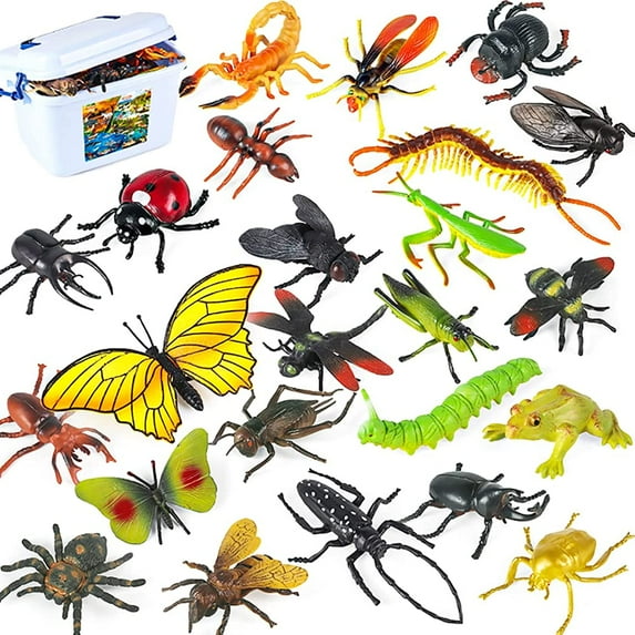 24 Pieces Insect Figurines Realistic Insect Model with Plastic Storage ...
