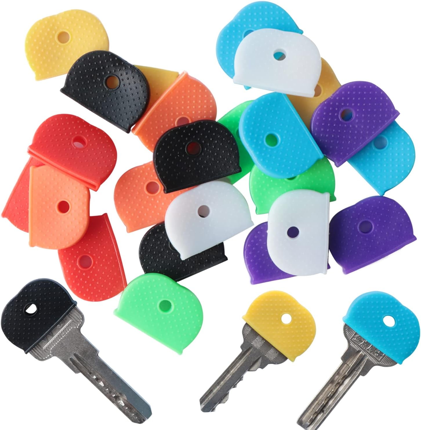 24 Pieces Key Caps Covers Assorted Coloured Key Covers Flexible Key ...
