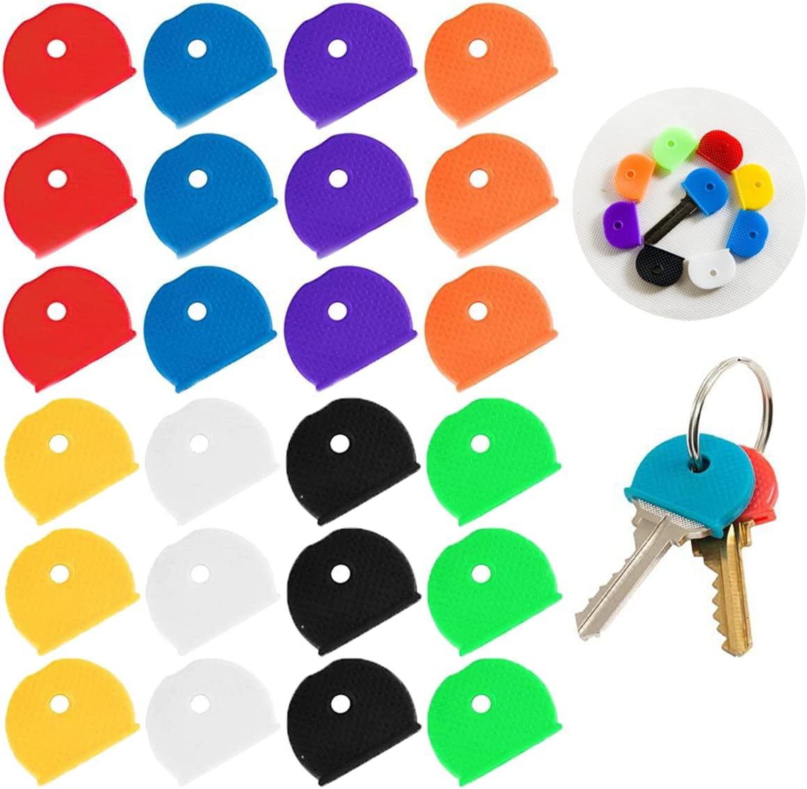 24 Pieces Key Covers Caps, Key Caps Covers Tags Set Flexible, Key ...