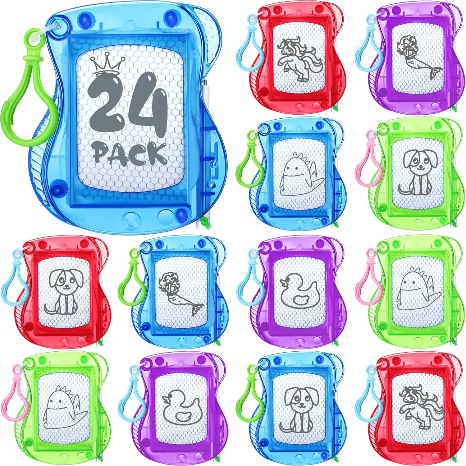 24 Pieces Kids Mini Magnetic Drawing Board for Backpack Keychain Clip ...