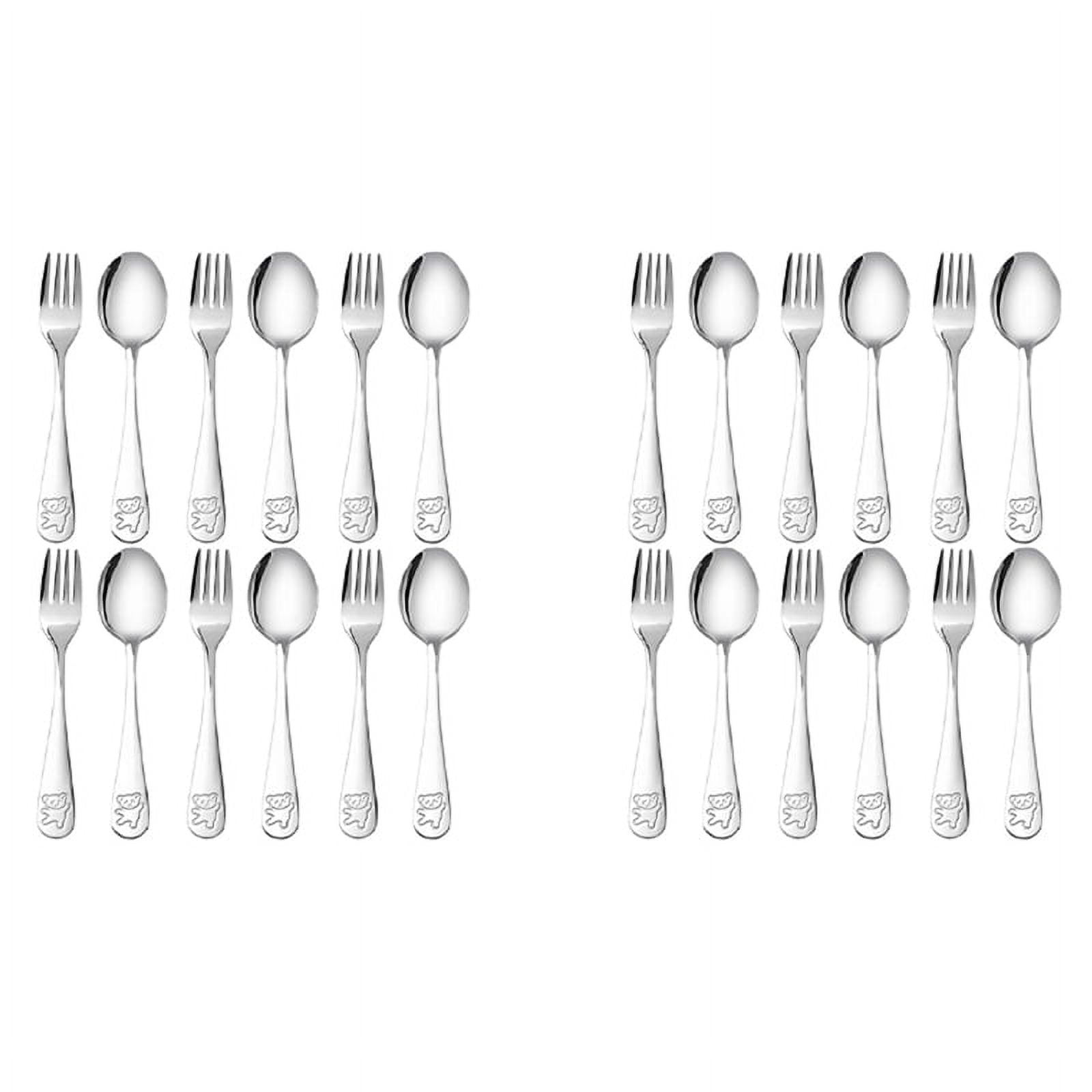 24 Pieces Kids Silverware Stainless Steel Children's Safe Flatware ...
