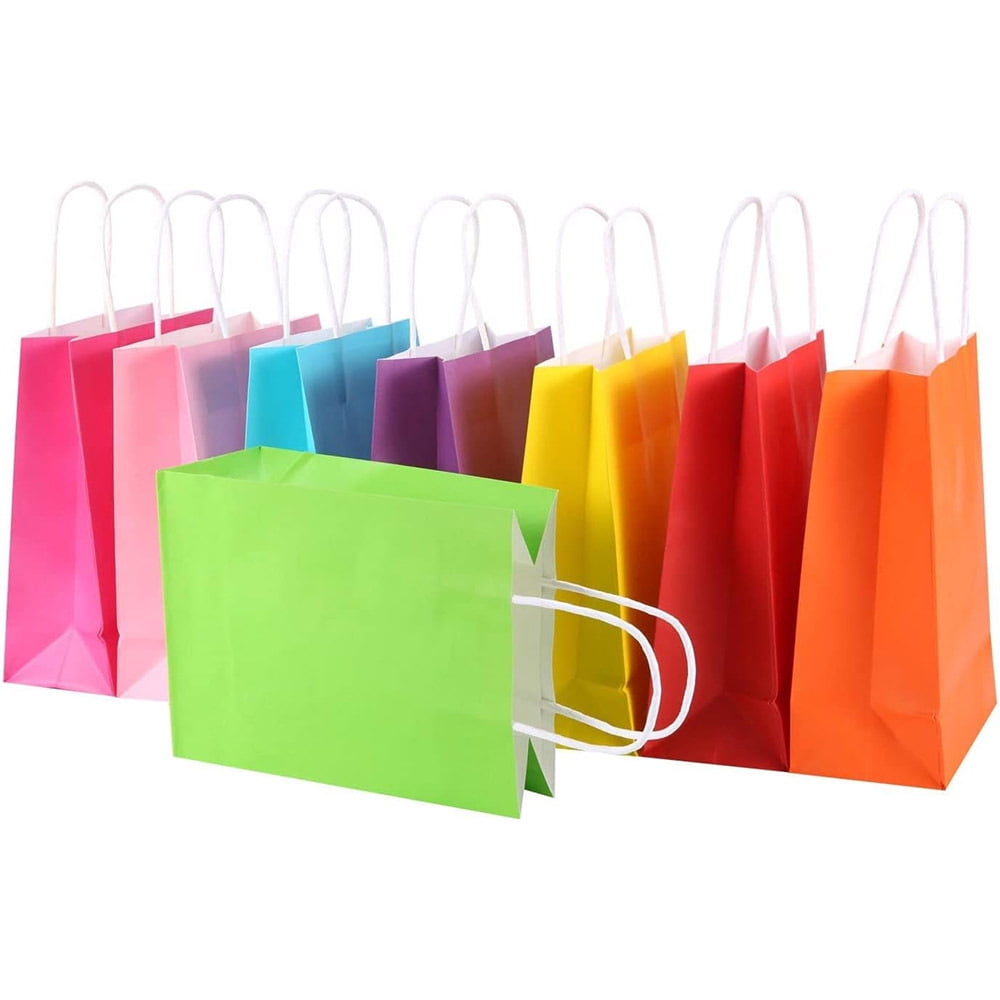 KISPATTI Kraft Paper Gift Bags, 24 Pieces, 8 Colors, Small Rainbow ...