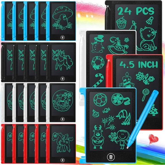 24 Pieces LCD Writing Tablet Mini Electronic Doodle Board 4.5 Inch ...