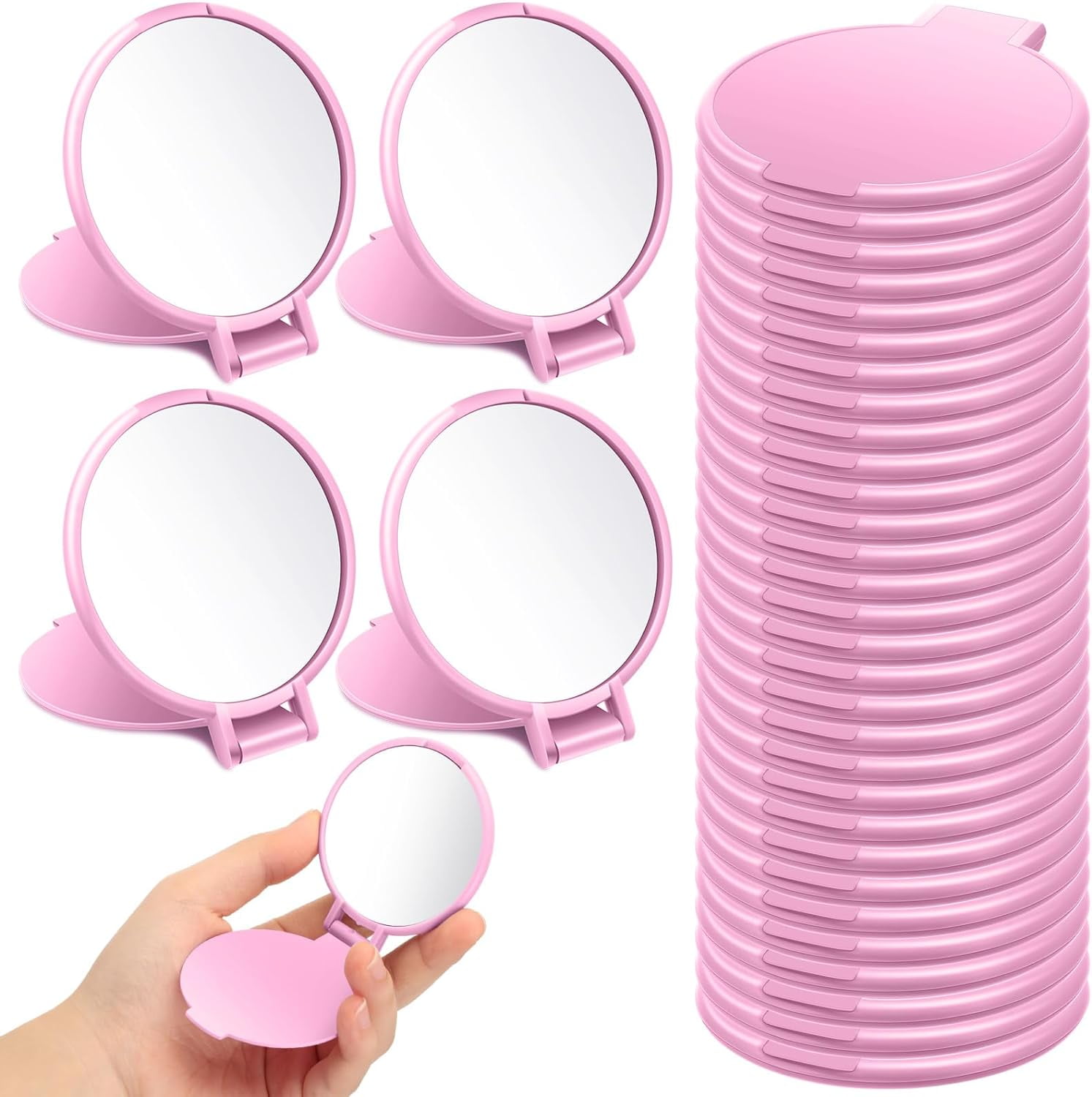24 Pieces Mini Compact Mirror Bulk Round Portable Makeup Mirror Folding ...
