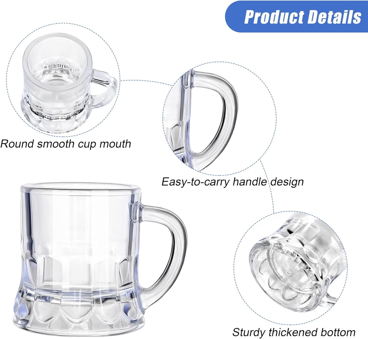 24 Pieces Mini Plastic Beer Mugs 2 Ounce Mini Beer Mug Shot Glasses ...