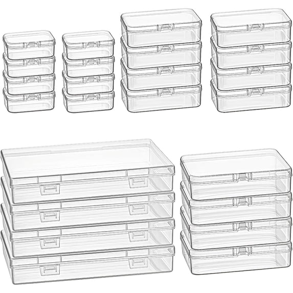 24 Pieces Mixed Sizes Rectangular Empty Mini Clear Plastic Organizer ...