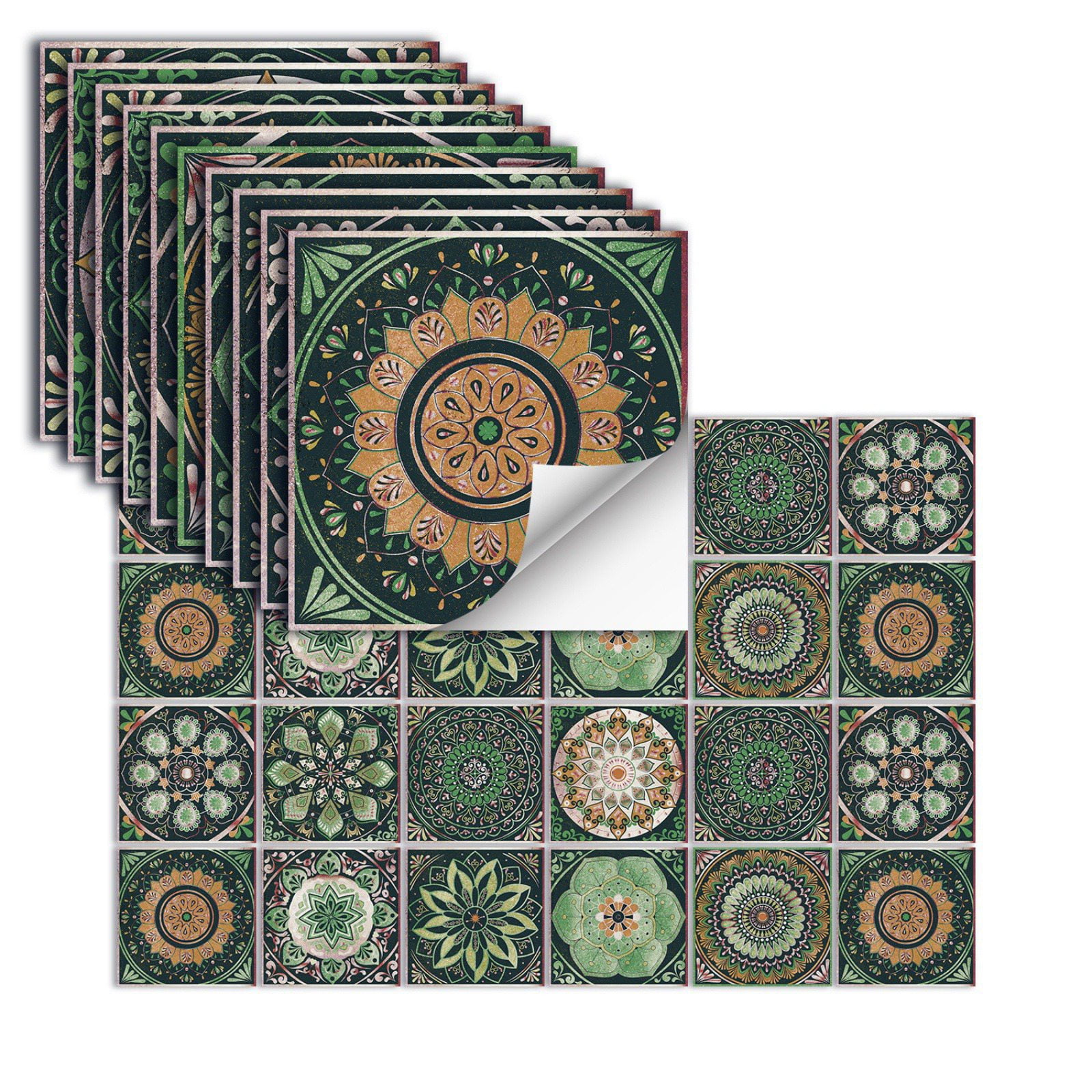 24 Pieces Moroccan Wallpaper Tile Stickers Self Adhesive Removable Wall ...