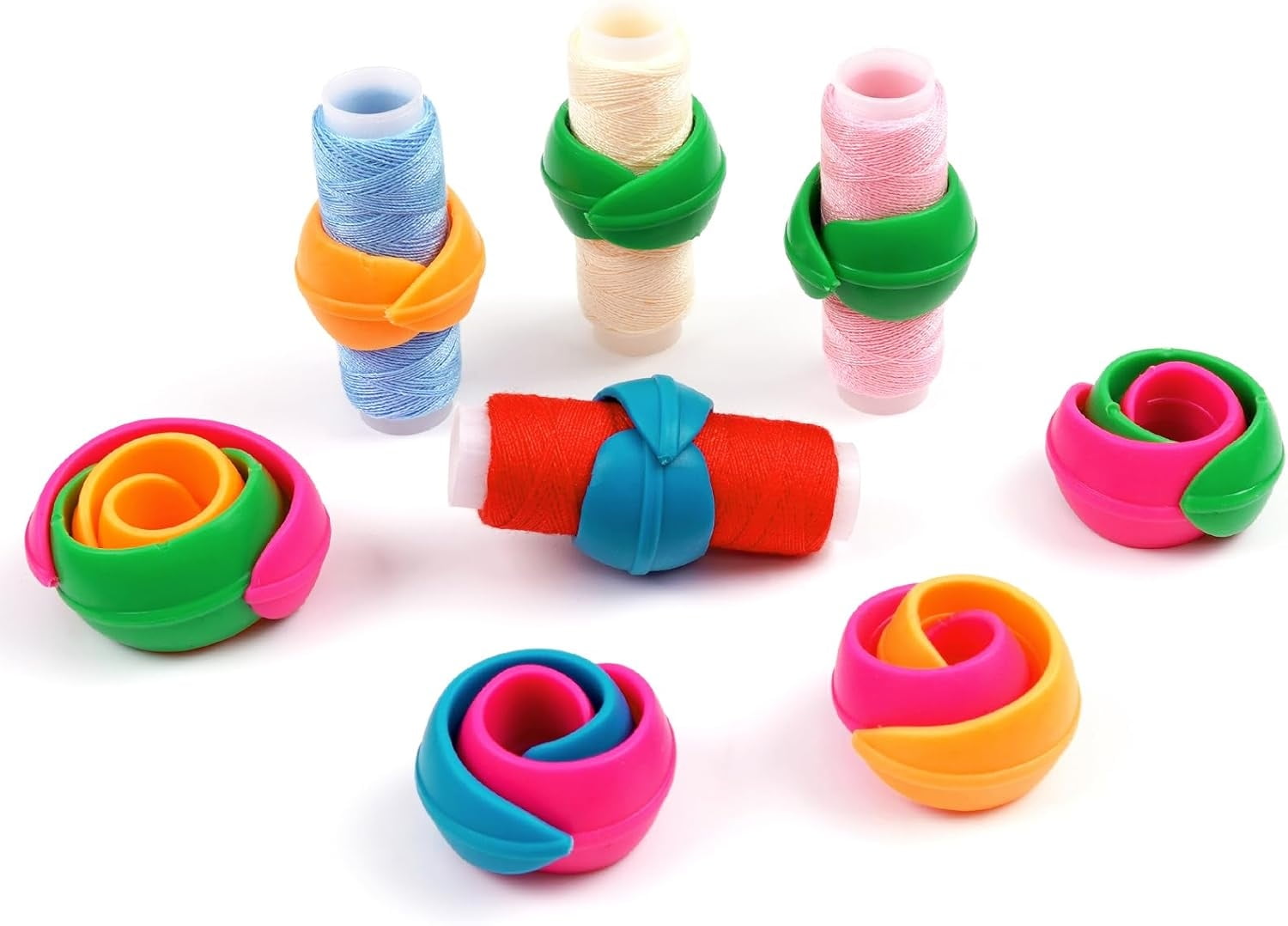 24 Pieces Multicolor Thread Spool Savers, Flexible Silicone Holders for ...
