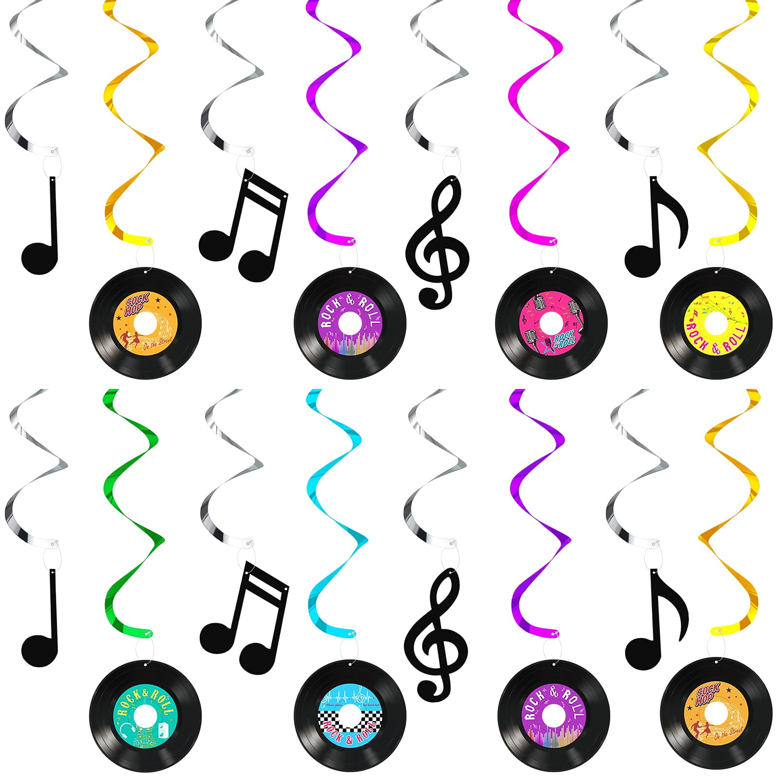 24 Pieces Musical Note Record Hanging Swirls Record and Music Wall ...