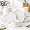 24 Pieces Porcelain Dinnerware Set Modern White Dish For 6 Serving ...