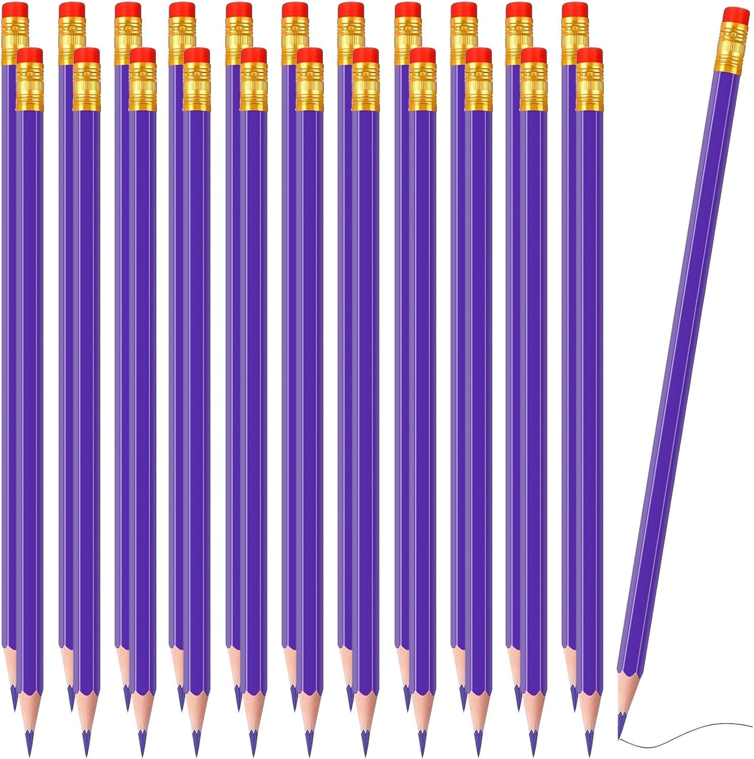 24 Pieces Purple Pencils with Eraser Pre-sharpened Erasable Checking #2 ...