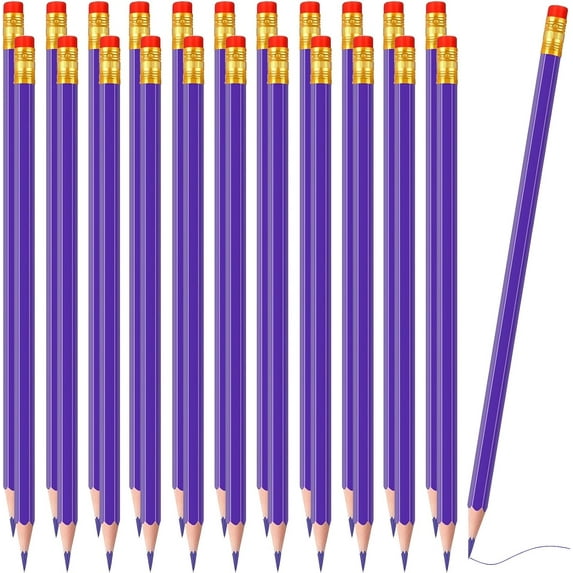 24 Pieces Purple Pencils with Eraser Pre-sharpened Erasable Checking #2 ...