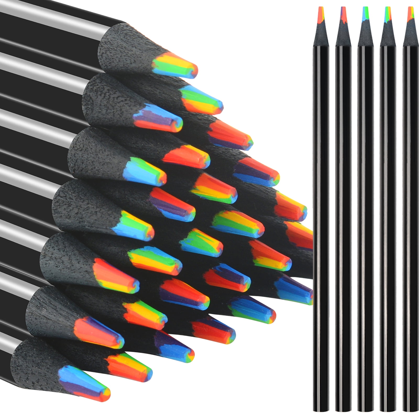 24 Pieces Rainbow Colored Pencils for Kids, Adults, 7 Color in 1 ...