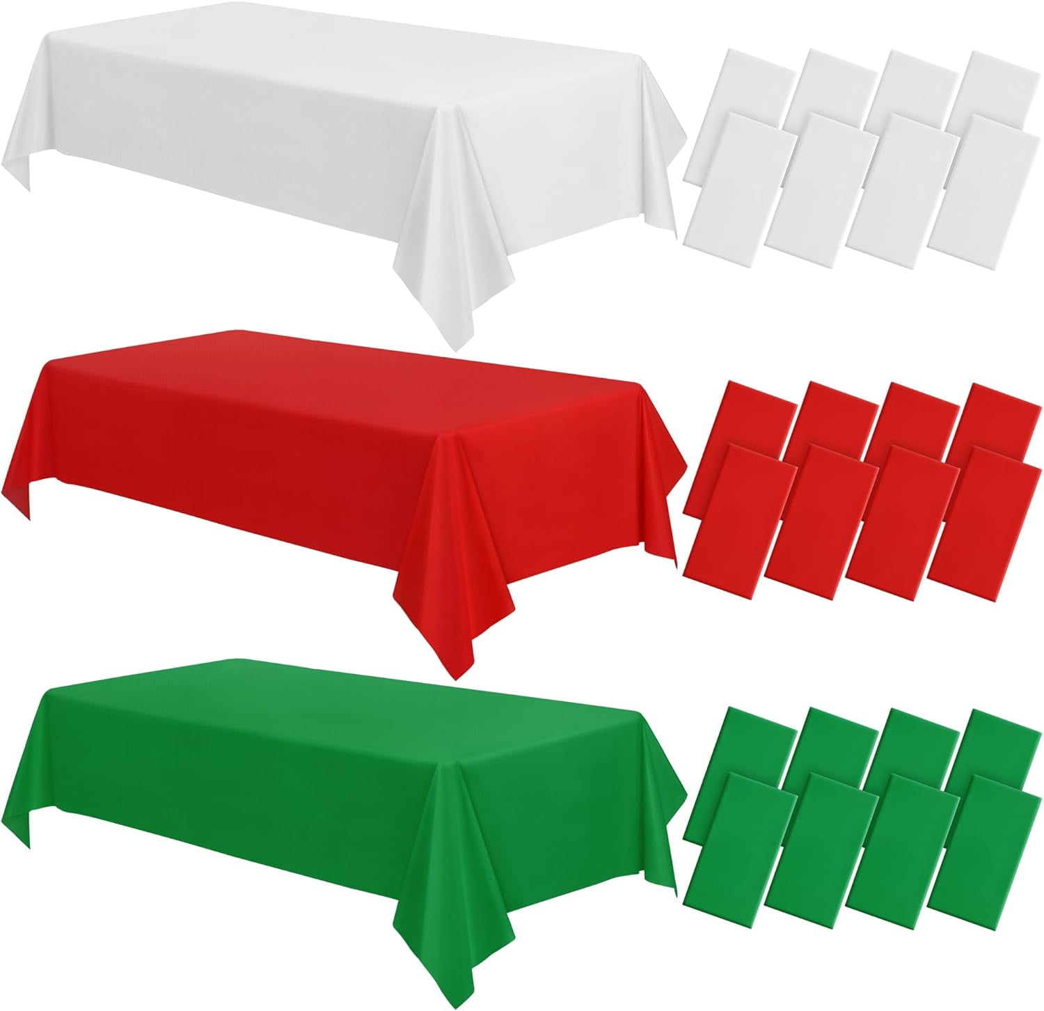 24 Pieces Red, Green, White Disposable Plastic Tablecloth Christmas ...