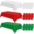 24 Pieces Red, Green, White Disposable Plastic Tablecloth Christmas ...
