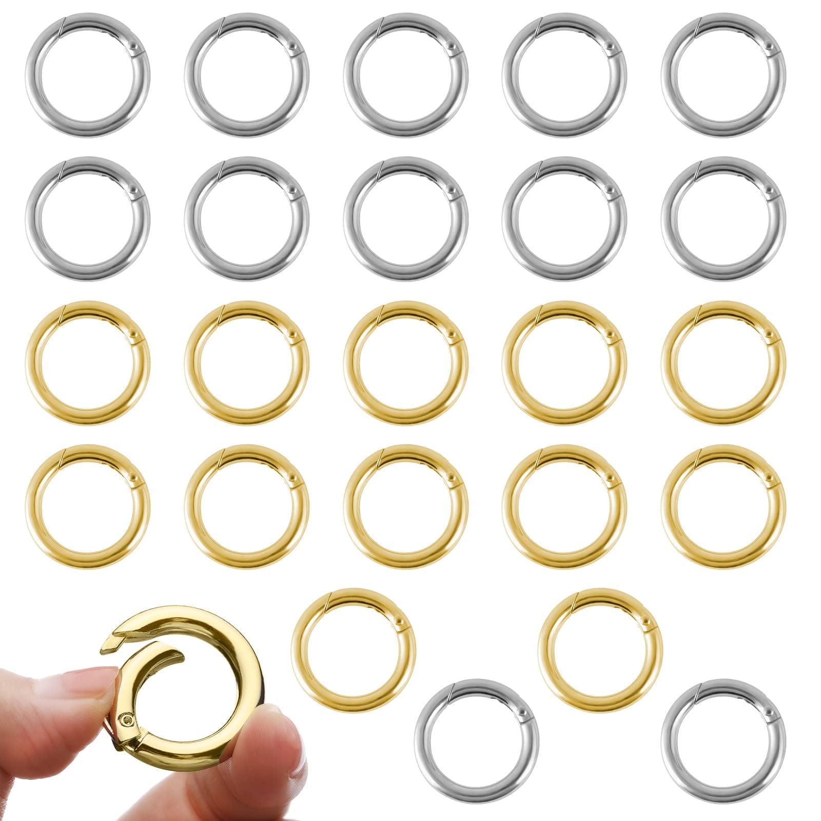 24 Pieces Round Spring Snap, ZYNERY Key Ring 28mm Open Jump Rings ...