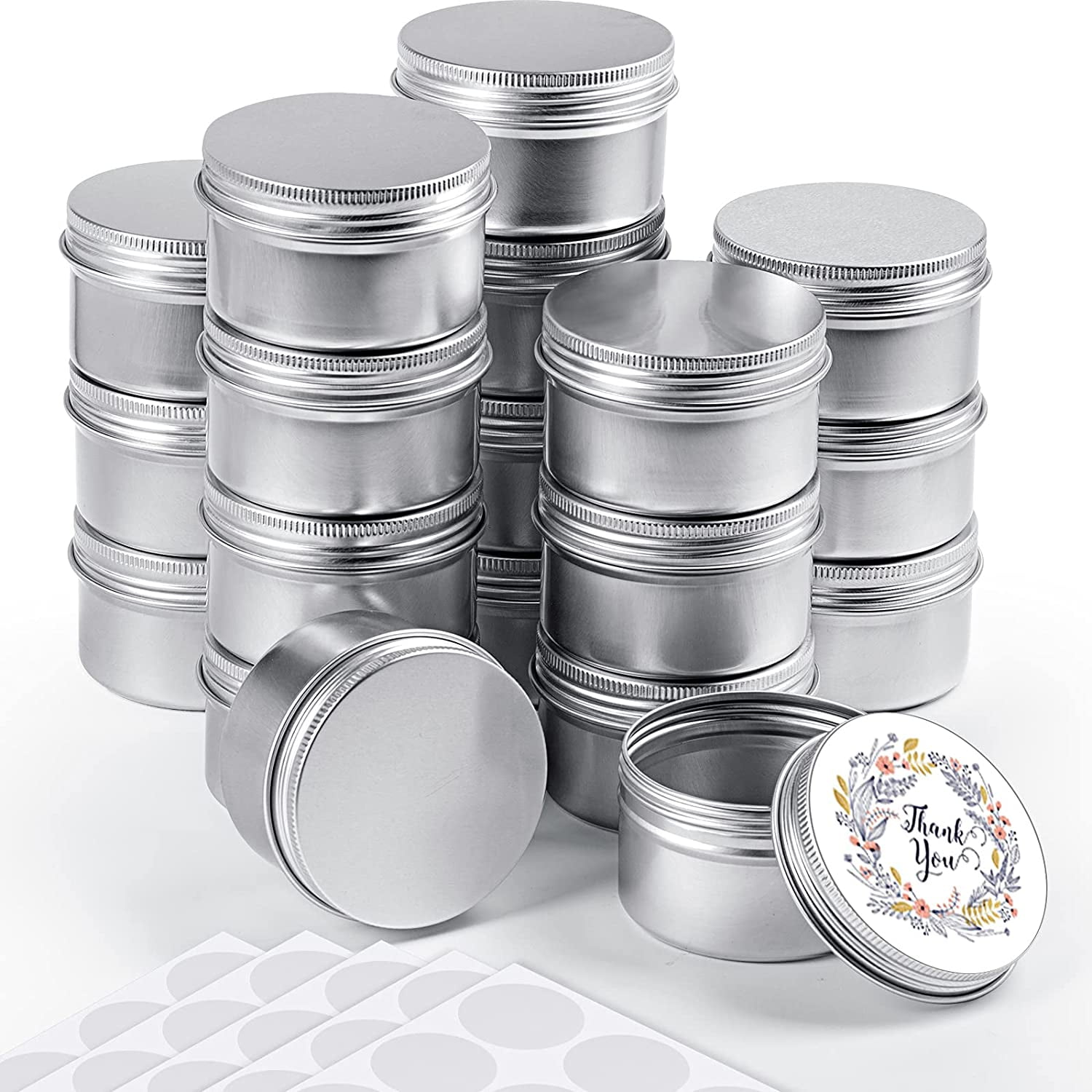 24 Pieces Round Tin Containers 4 oz Metal Cans Aluminum Tin Storage ...