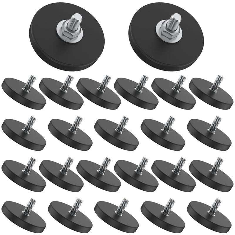 24 Pieces Rubber Coated Magnets 1.69 Inch 30 Lbs M6 Mounting Magnets ...