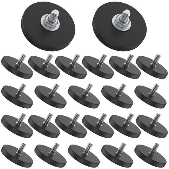 24 Pieces Rubber Coated Magnets 1.69 Inch 30 Lbs M6 Mounting Magnets ...