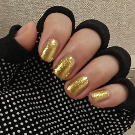 24 Pieces Short-Style Golden Glitter Nail Stickers for DIY Nail Art ...