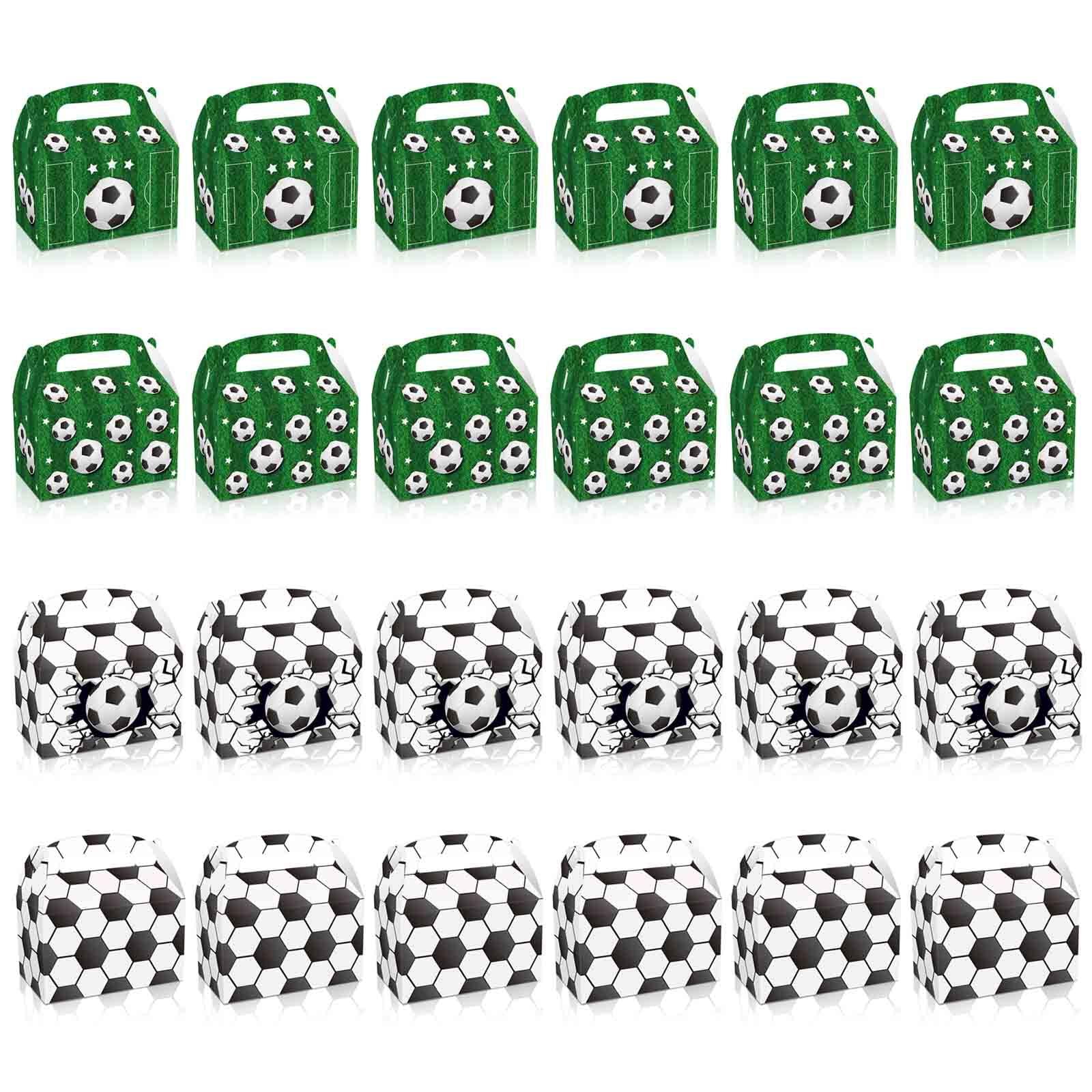 24 Pieces Soccer Treat Box Party Gift Boxes with Handle for Kids ...
