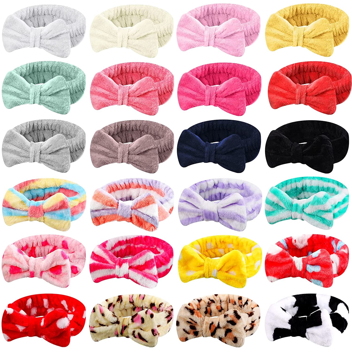 24 Pieces Spa Headband Bow Hairband Facial Makeup Women Face Wash ...