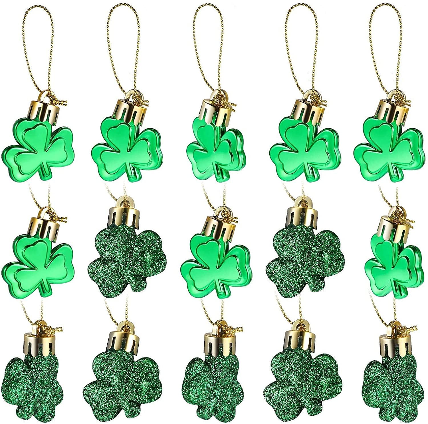 24 Pieces St Patrick's Day Shamrocks Ornament for Tree Mini Clover ...
