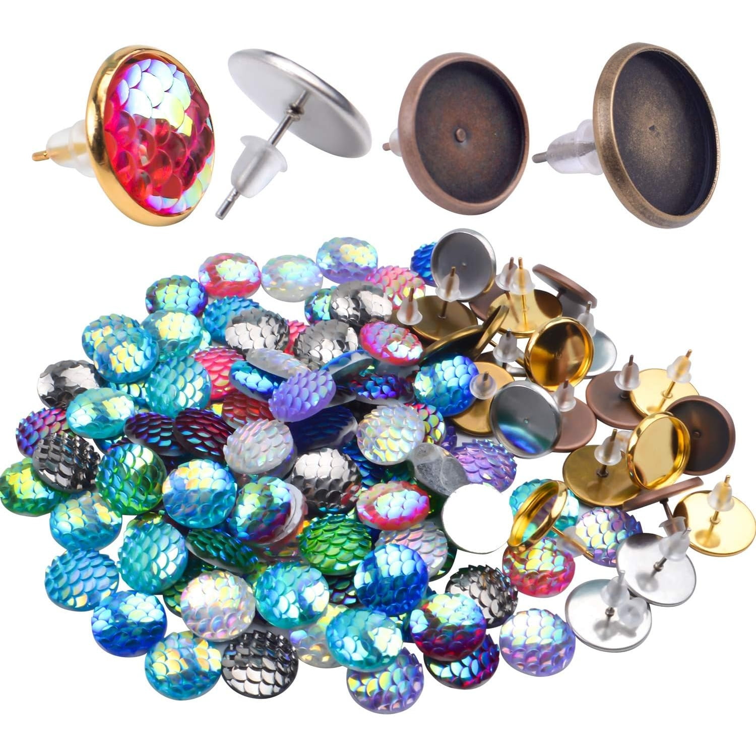 24 Pieces Stainless Steel Bezel Stud Blanks Cabochon Earring Setting ...