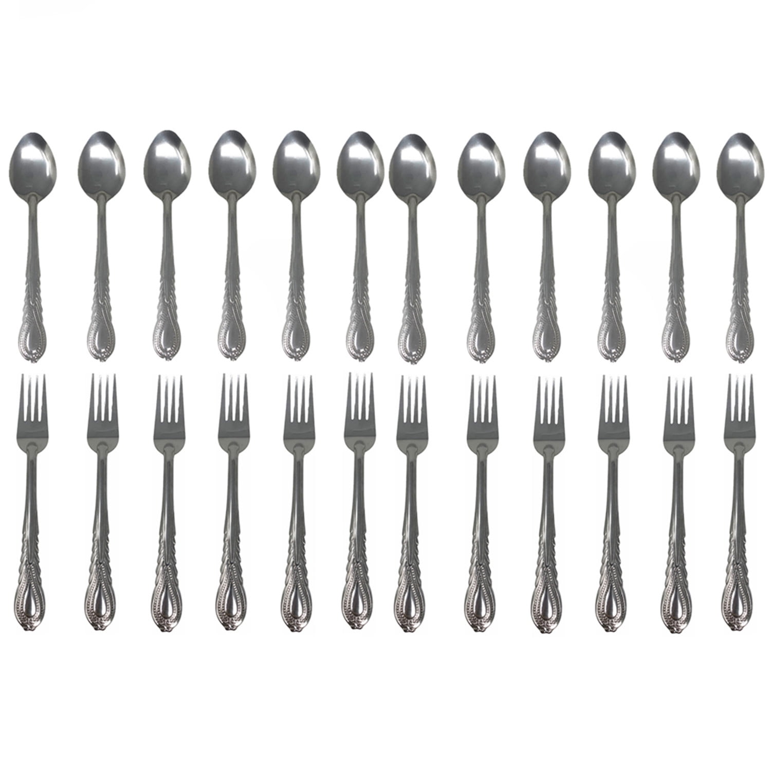 24 Pieces Lightweight Stainless Steel Flatware Cutlery - Forks and ...