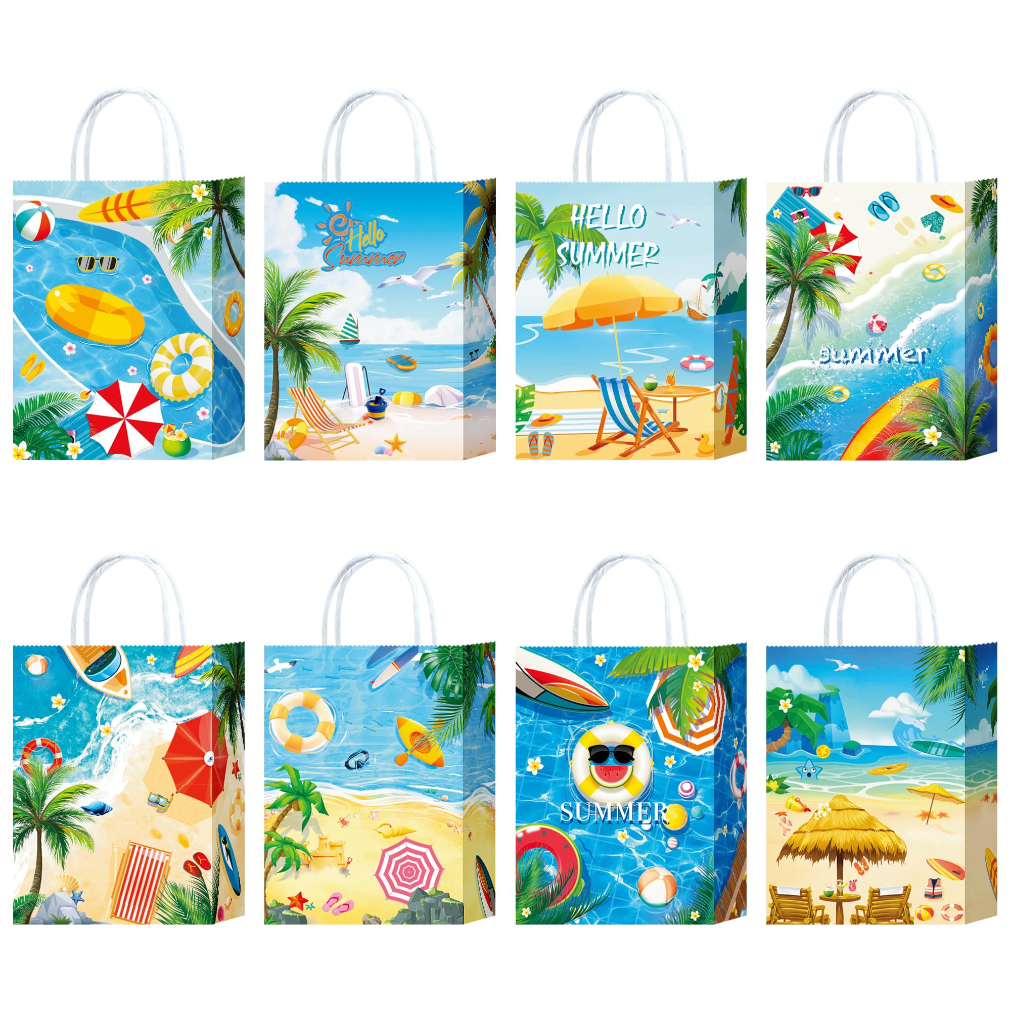 24 Pieces Summer Beach MSF2 Paper Bags Pool Party Decoration Supplies ...
