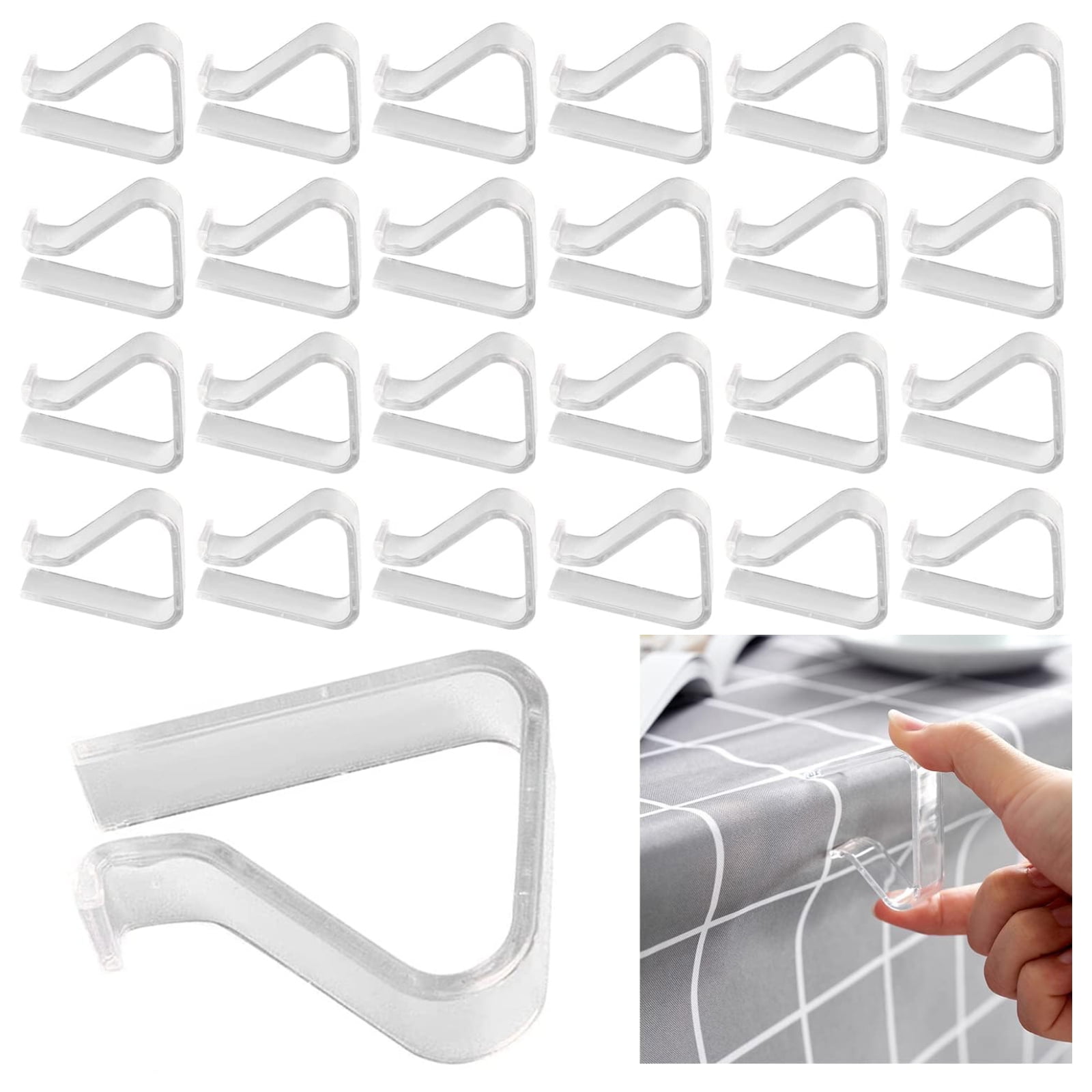 24 Pieces Transparent Clear Tablecloth Clips, Plastic Table Cloth Clips ...