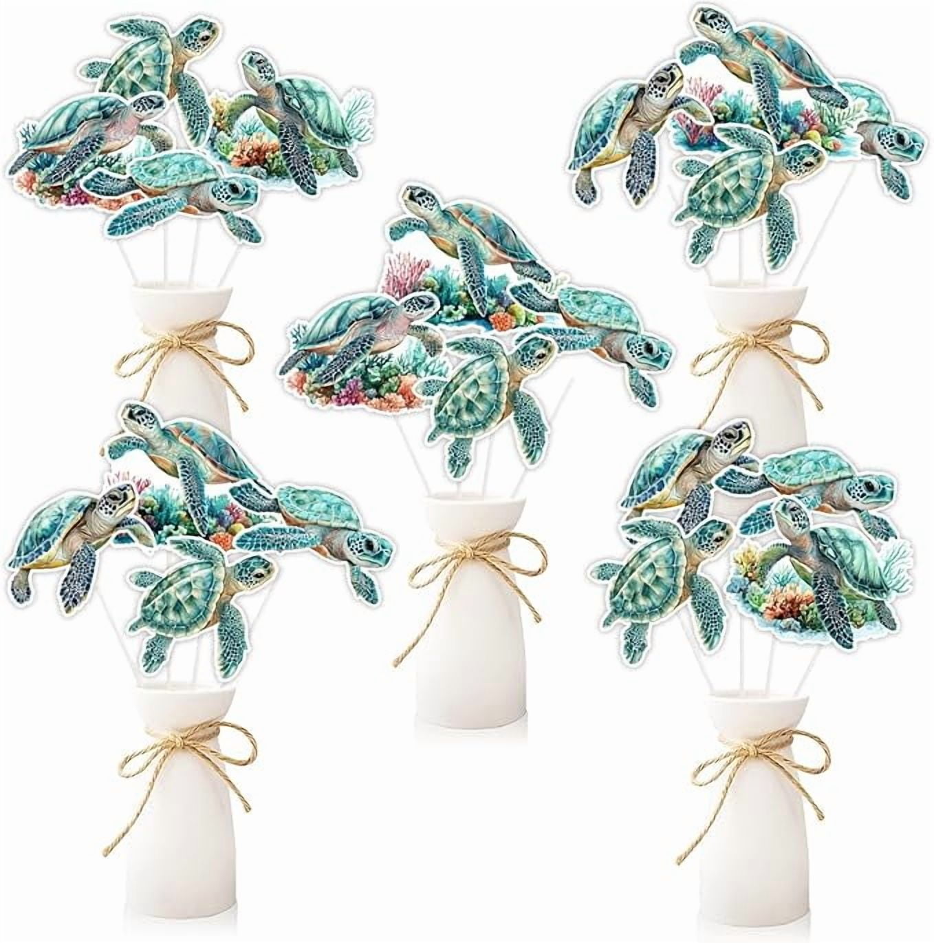24 Pieces Turtle Centerpieces Sticks, Sea Turtle Birthday Party Tables ...