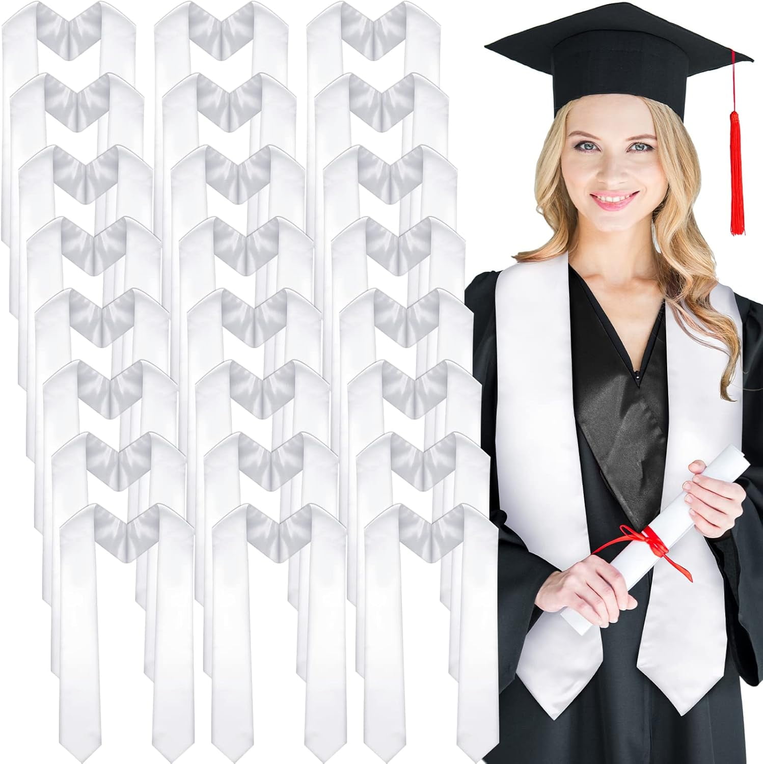 24 Pieces Unisex Graduation Stole Bulk Sublimation Blank Plain ...