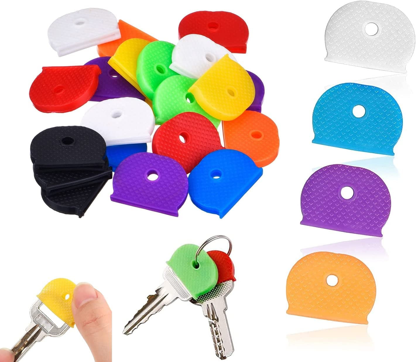 24 Pieces Universal Rubber Half Round Key Caps, Key Caps Covers Tags ...