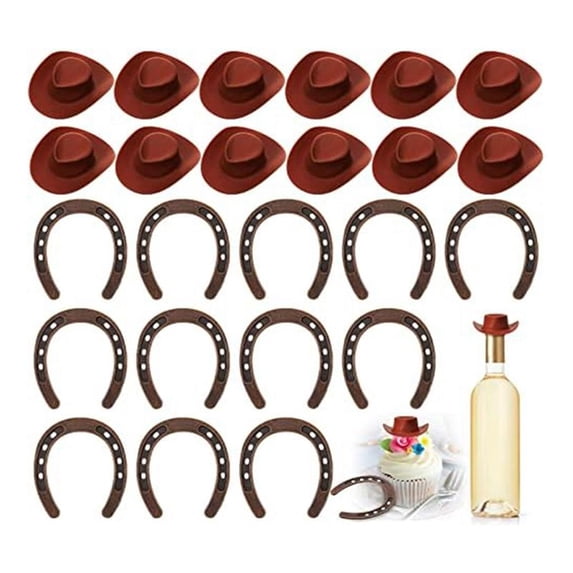 24 Pieces Western Theme Lucky Horseshoe Ornament and Mini Cowboy Hat ...