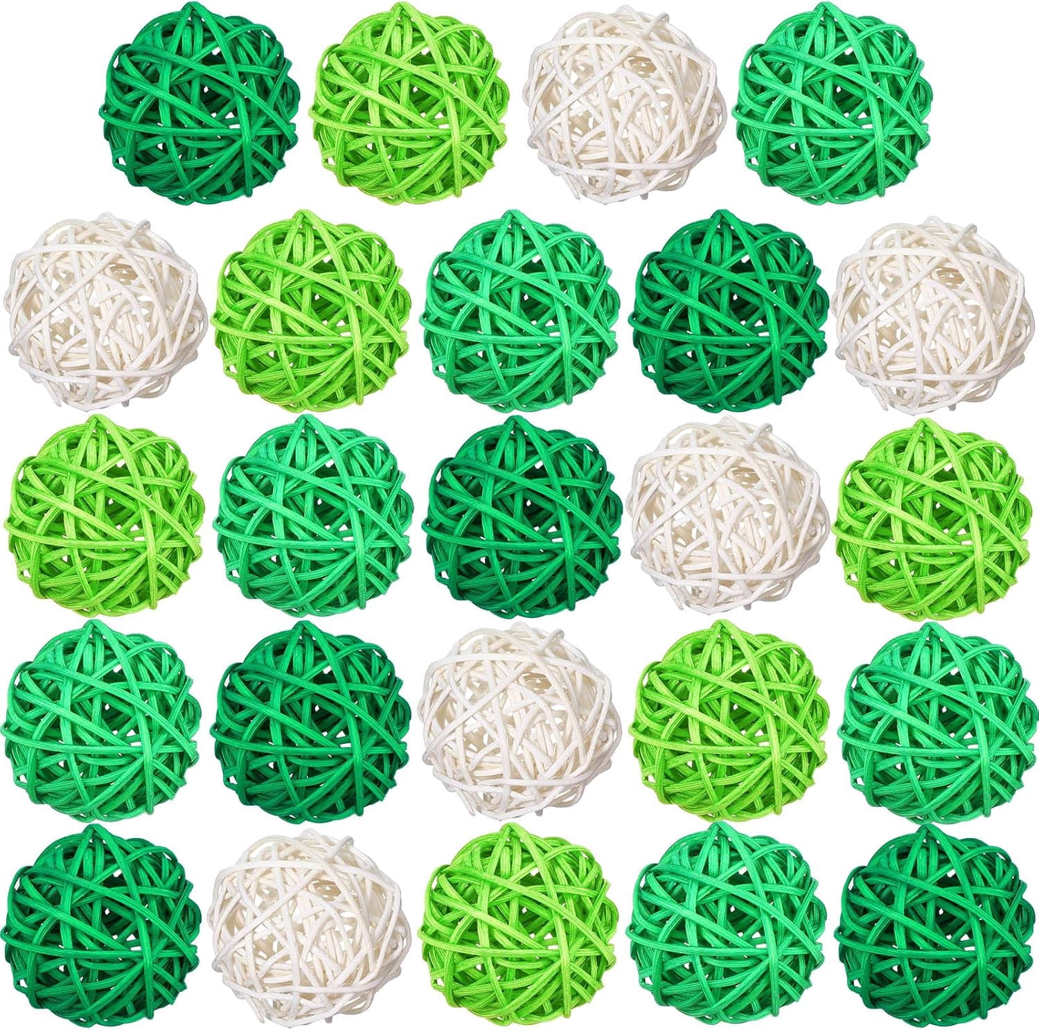 24 Pieces Wicker Rattan Balls Decorative Orbs 1.8 Inch St Patrick's Day ...