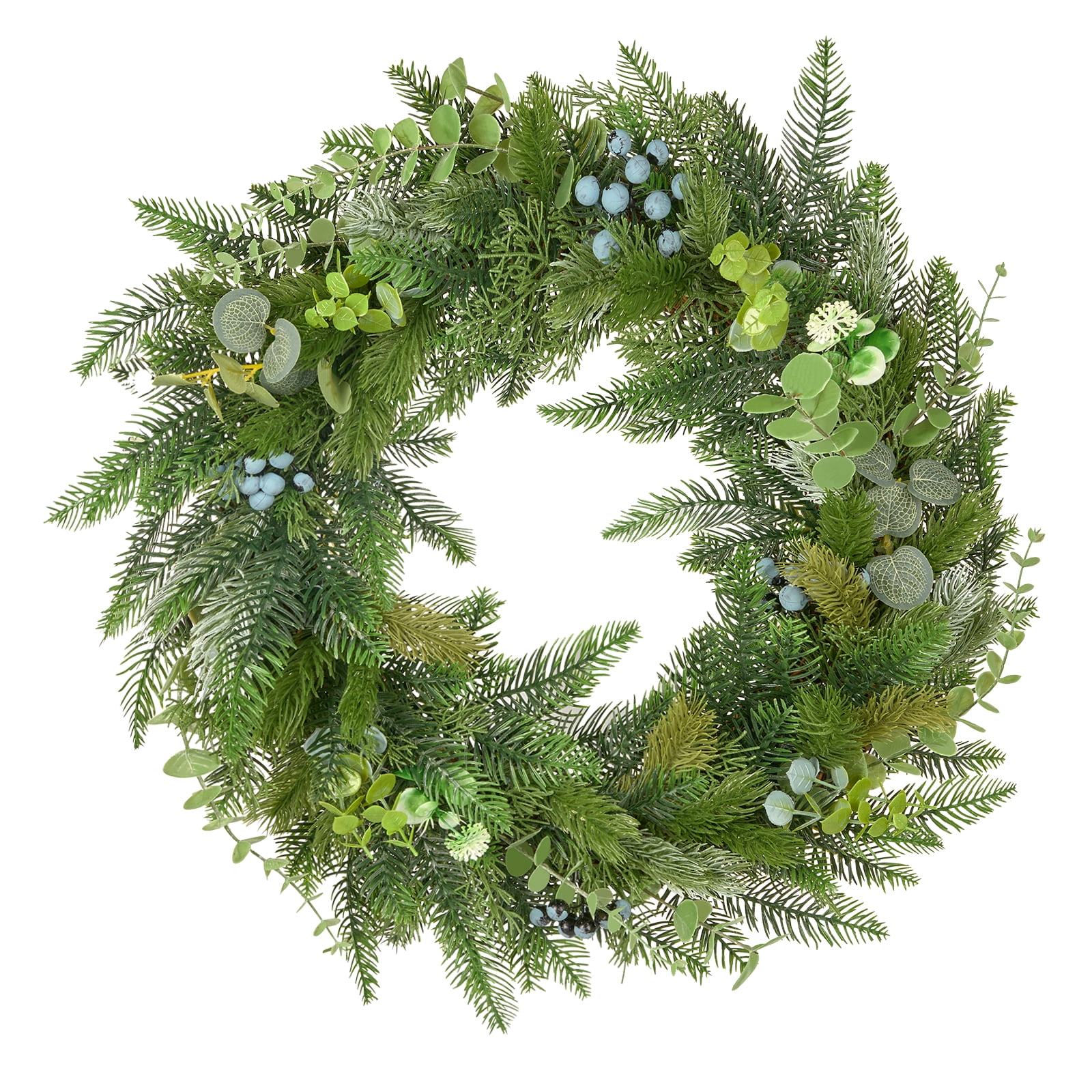 24" Pine Needle Wreath for Front Door - Large Artificial Green Outdoor ...