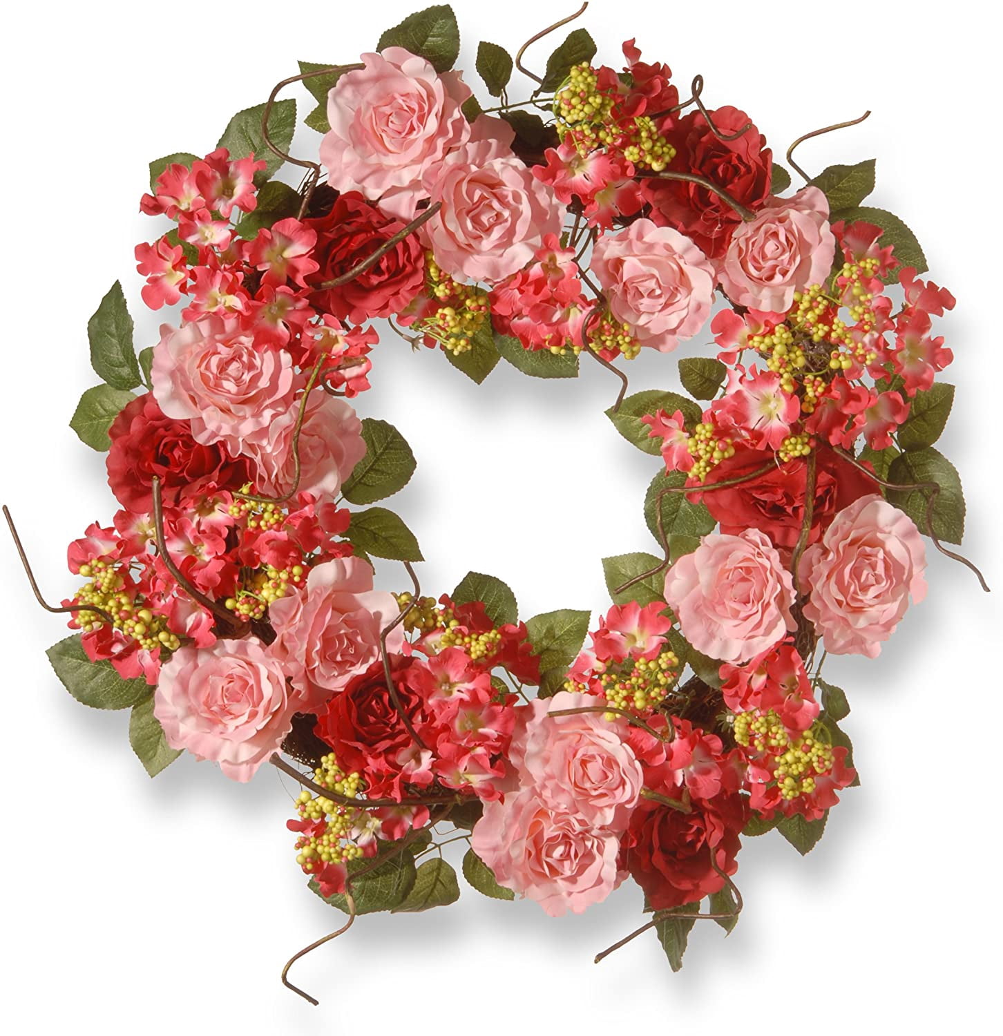 24" Pink Rose Wreath - Walmart.com