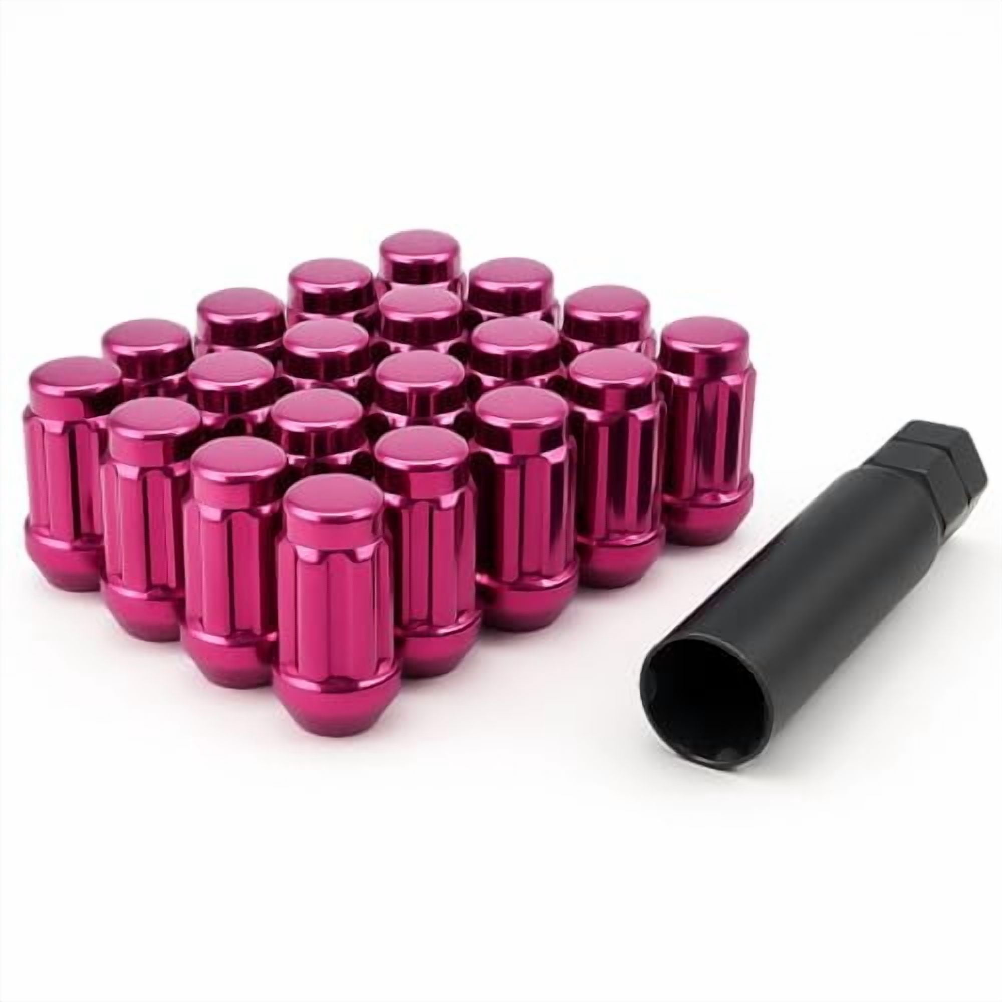 24 Pink Spline Drive Small Diameter Acorn 1/2" Pink Lug Nut Kit with ...