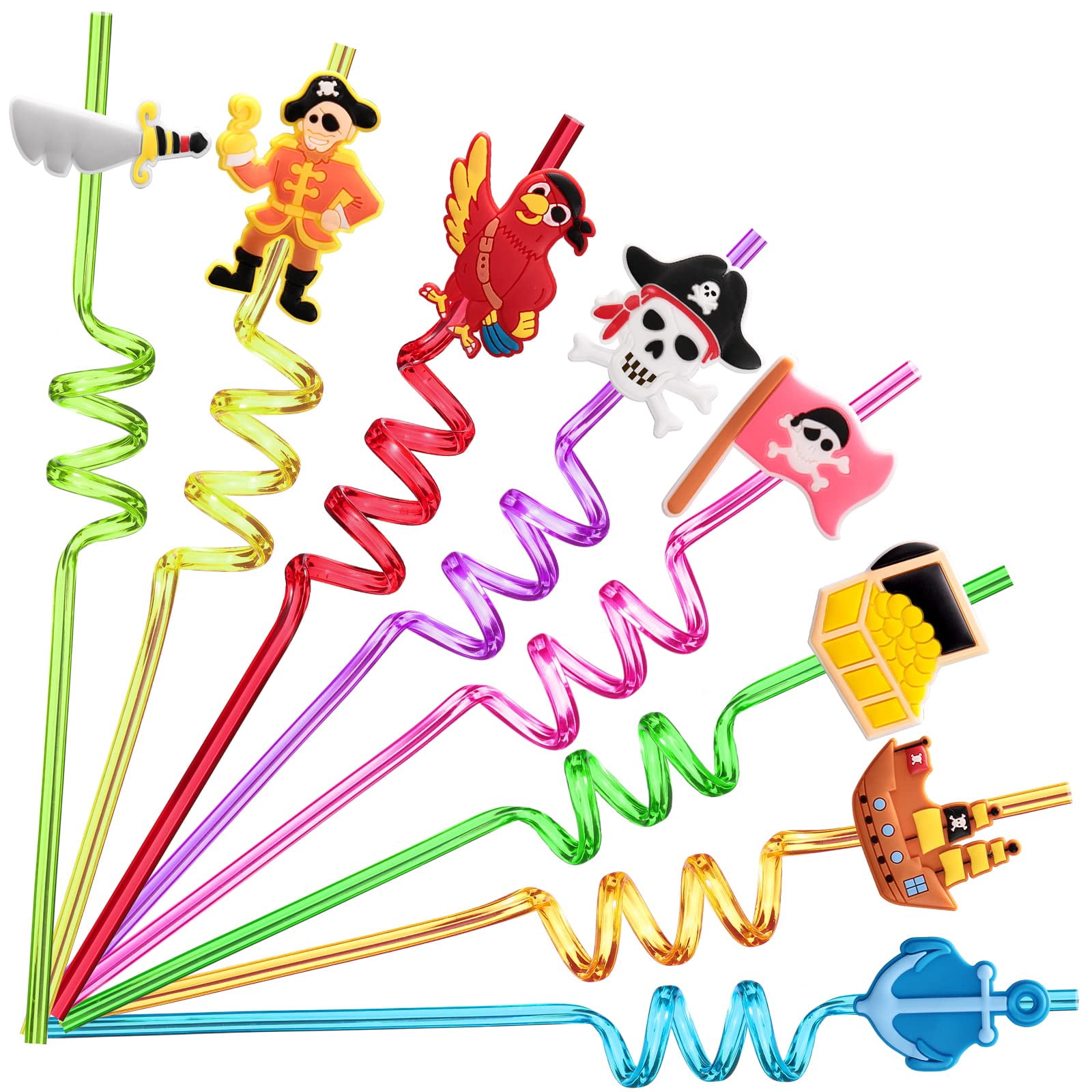 24 Pirate Party Favors CCF19 Reusable Plastic Straws for Pirate Themed ...