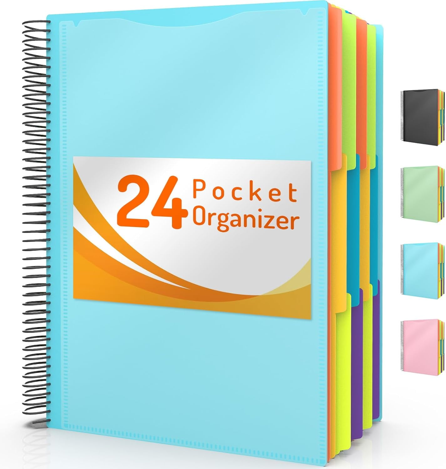24 Pocket Project Organizer, 1/3-cut Tab Binder Organizer with Sticky ...