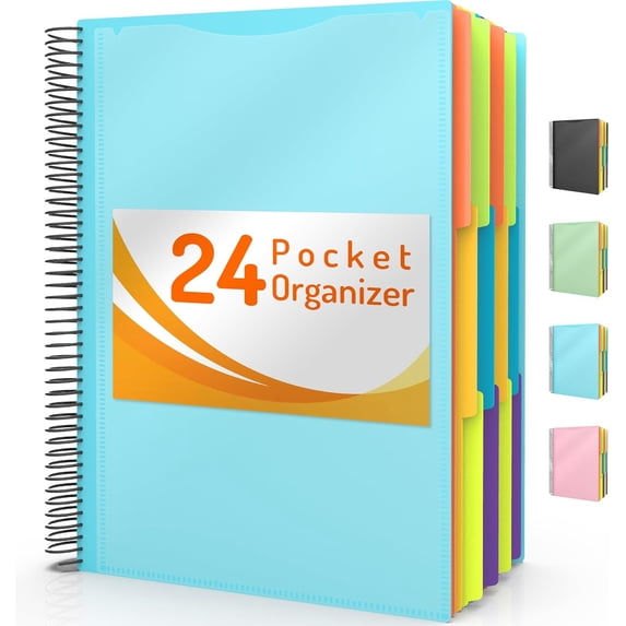 24 Pocket Project Organizer, 1/3-cut Tab Binder Organizer with Sticky ...