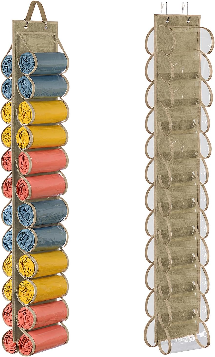 24 Pocket Scarf Storage Organizer, Yoga Legging Holder for Closet ...