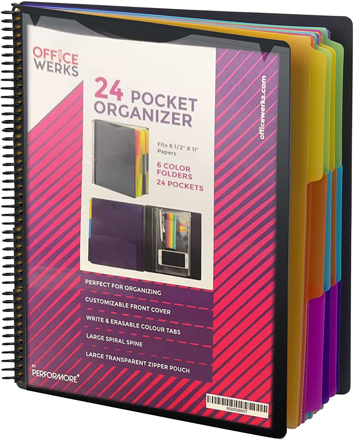 "Performore 24-Pocket Spiral Organizer, 12 Dividers, Customizable Cover ...