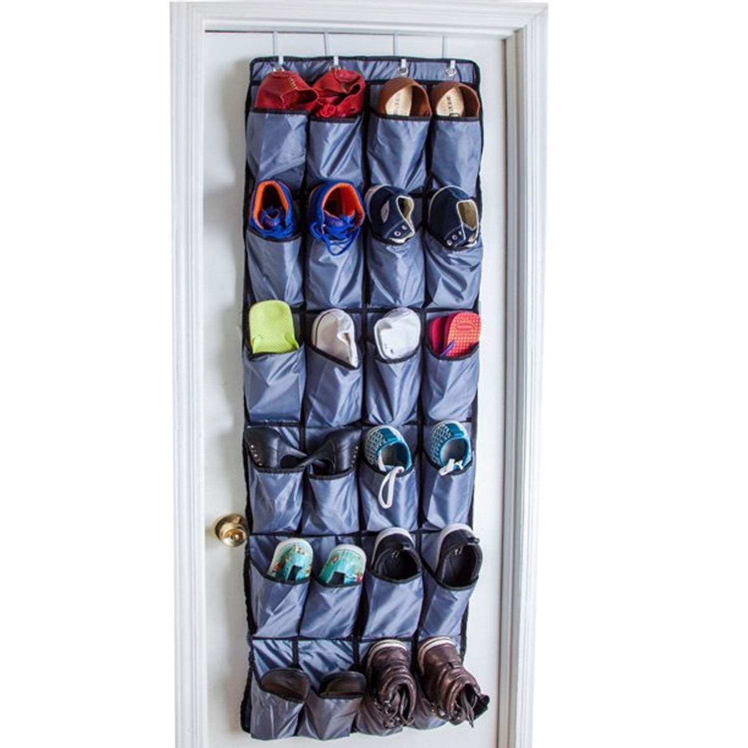 24 Pockets Over the Door Shoe Organiser Hanging Shoe Rack Holder ...