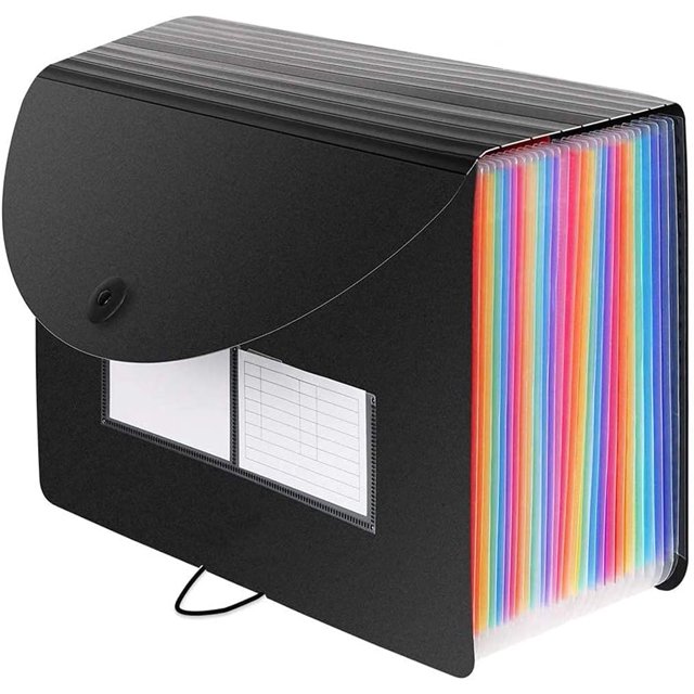 24 Pockets Expanding File Folder with Lid - Plastic Portable Filling ...