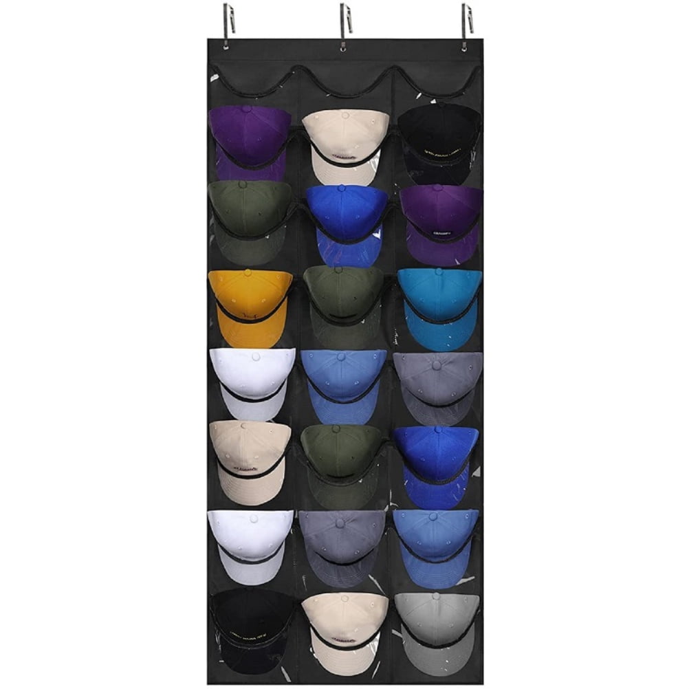 24 Pockets Hat Rack for Baseball Hat Organizer Hanging Hat Storage ...