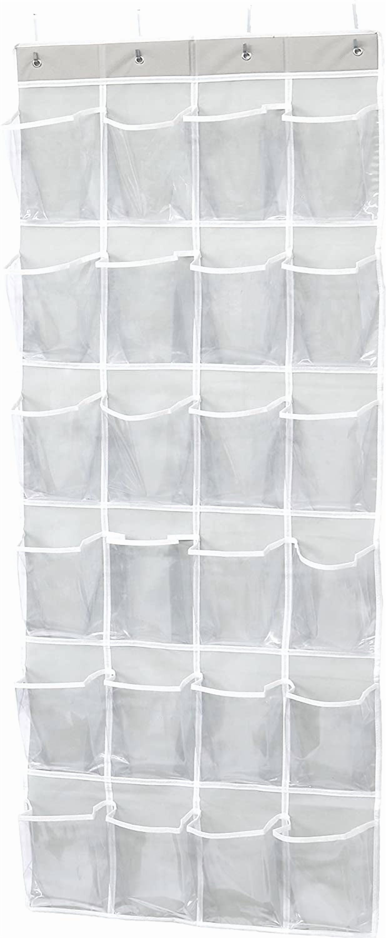 24 Pockets Large Clear Over The Door Hanging Shoe Organizer, Gray, 56 ...
