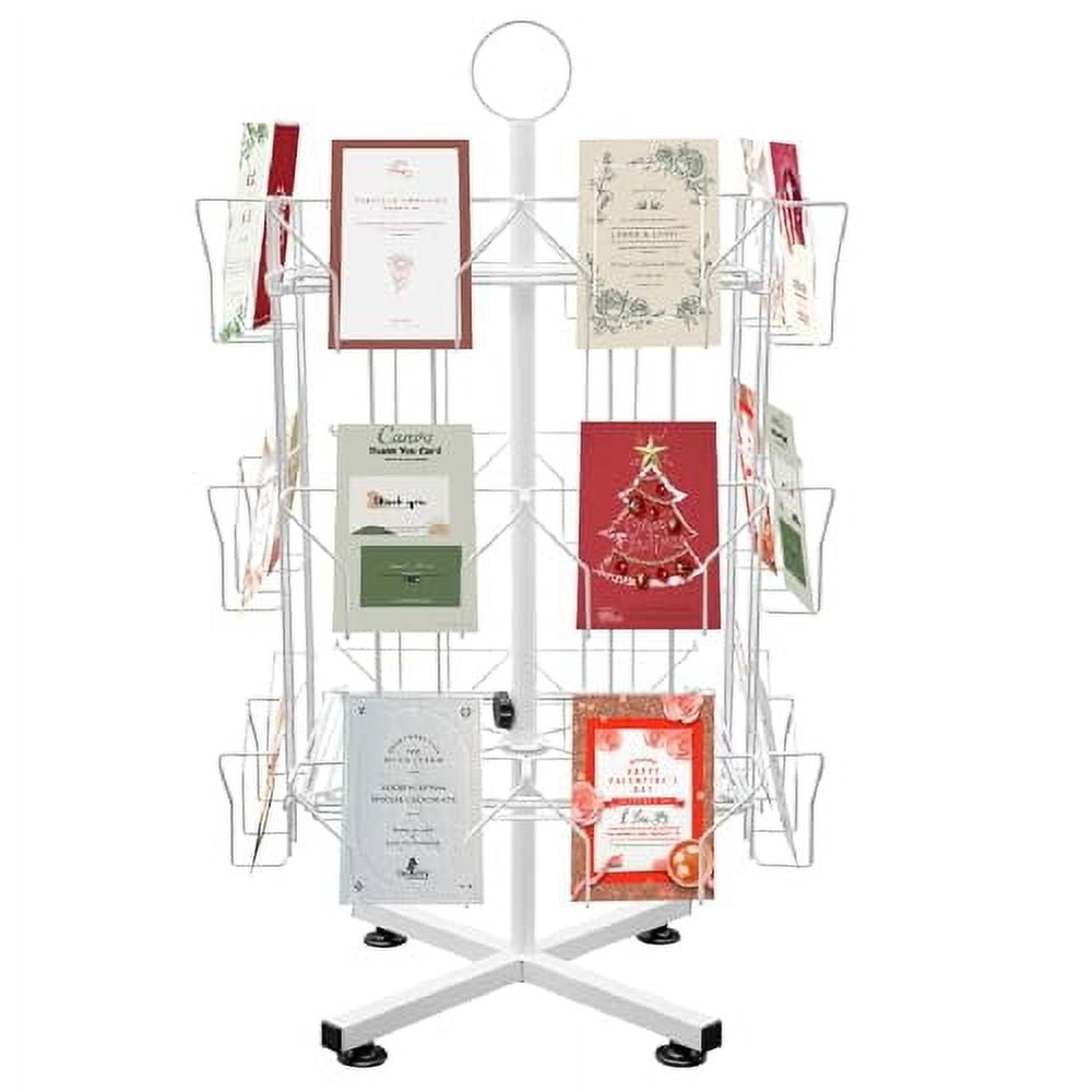 24 Pockets Rotating Greeting Card Rack Display Stand Spinning 3 Tiered ...